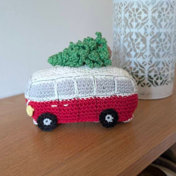 Red Car Minivan Crochet Toy Amigurumi With Christmas Tree Camper Bus ...