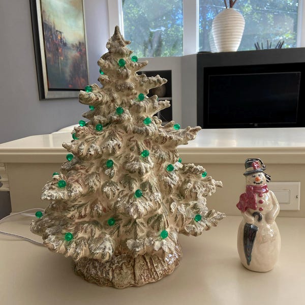 Handcrafted Light up Ceramic Christmas Tree With Gold Accent - Etsy