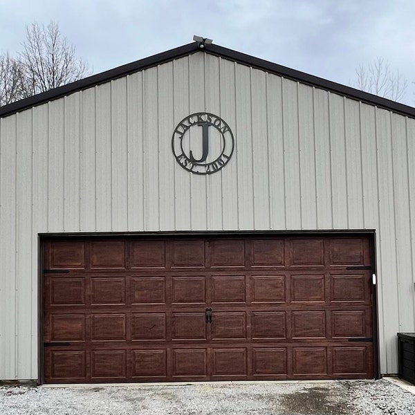 Round Monogram, Family Name Sign, Large Letter Sign, Metal Sign, Free ...