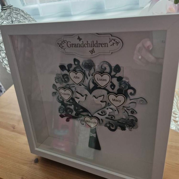 Personalised Family Tree 3D Box Frame, Family , Grandchildren, - Etsy
