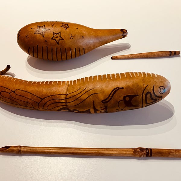 Shaker With Star-flower Design, Aka Gourd Rattle, Folk Percussion ...