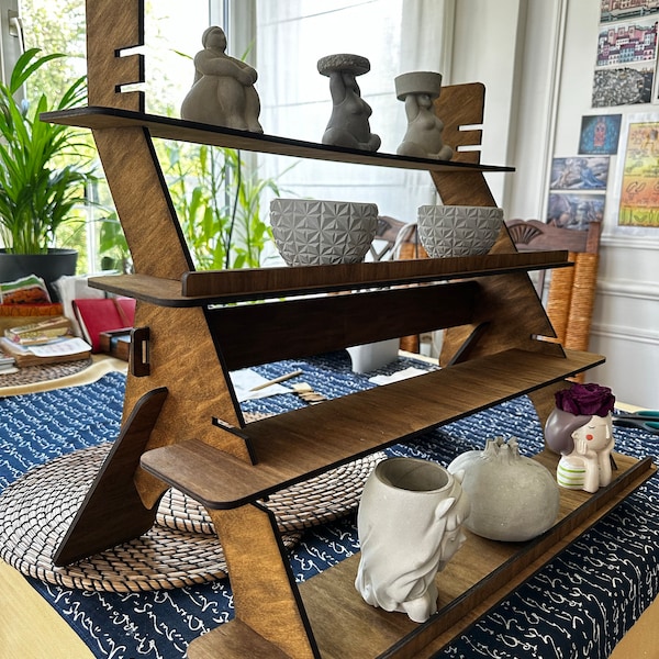 Wooden Portable Retail Table Display Stand Countertop 3 Step Riser ...