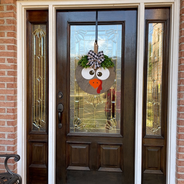 Thanksgiving Front Door Decor Gobble Turkey Front Door Wreath ...