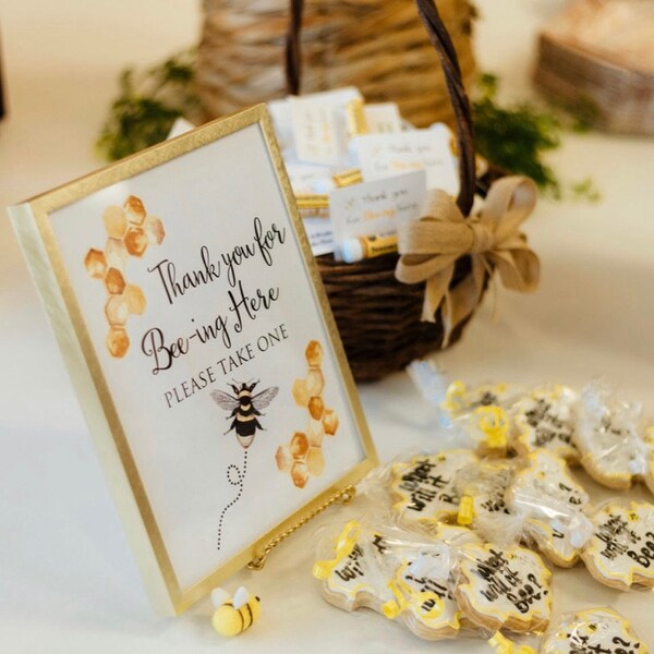 Thank You for Bee-ing Here, Printable Sign, Bee Party Favor Sign ...