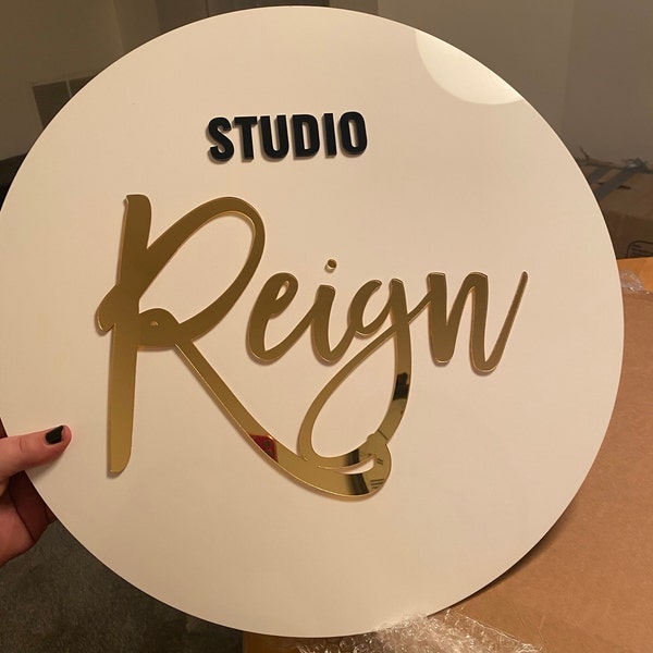 Round Acrylic Name Sign, 12" to 32" - Custom Circle 3d Modern, Business ...