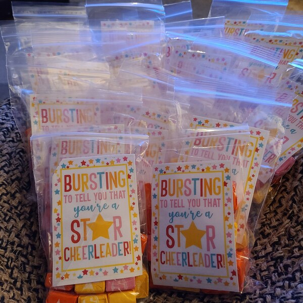 Cheer Star Printable Gift Tags, Bursting to Tell You're A Star Good ...