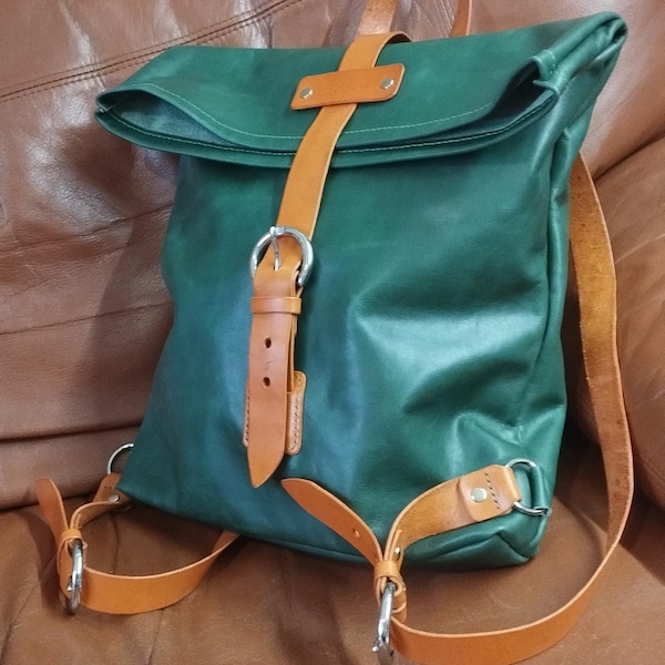 Leather Roll Top Backpack Pattern: Travel Laptop Bag (PDF + SVG ...