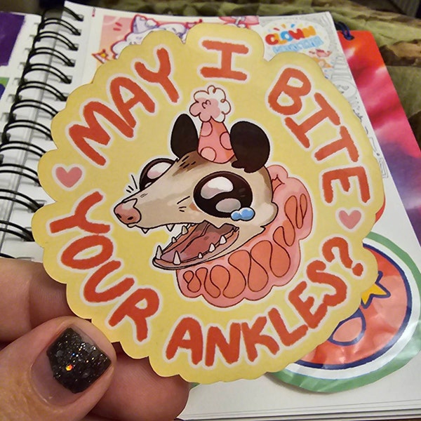 May I Bite Your Ankles Party Possum Waterproof Sticker! - Etsy