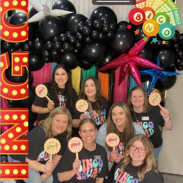 Handheld Printable Bingo Sign or Paddle Fan; Bingo Night Decoration; 8 ...