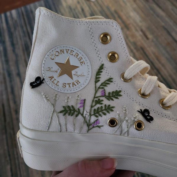 Custom Converse Chuck Taylor Embroidered,custom Embroidered Wedding ...