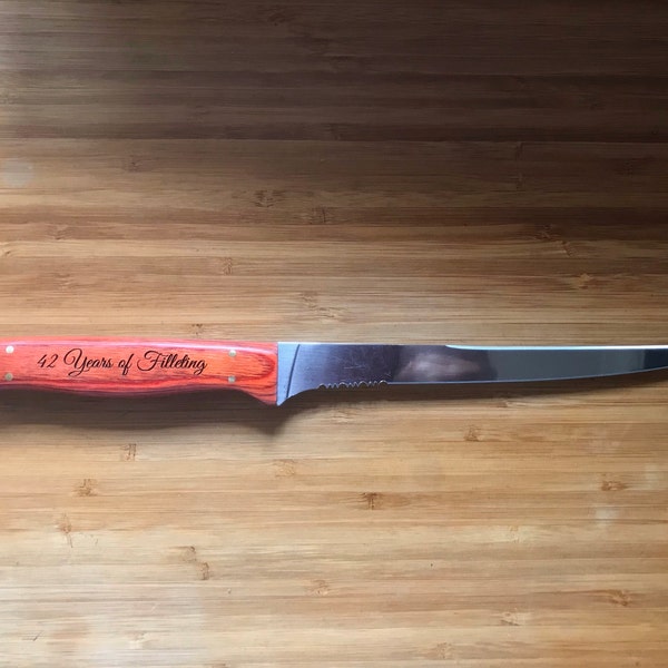 Personalized Fillet Knife, With Rosewood Handle & Stainless Steel Blade ...