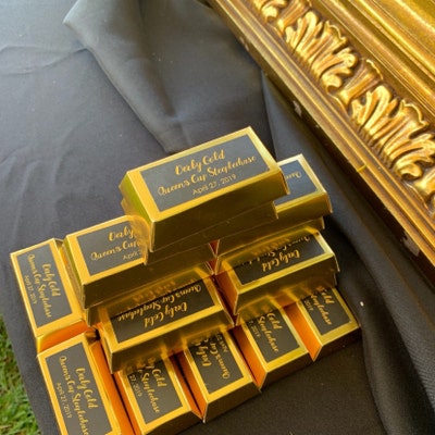 20 Gold Brick Bar Favor Boxes for Golden Birthday, Heart of Gold, Fab ...