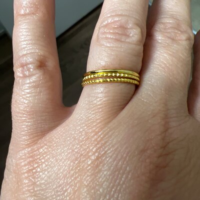 Thin Stacking Rings Set of 3: Midi Ring Twist Ring Lined - Etsy