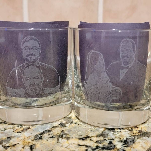 Etched Picture Rocks Glass, Personalized Whiskey Glasses, Bourbon ...