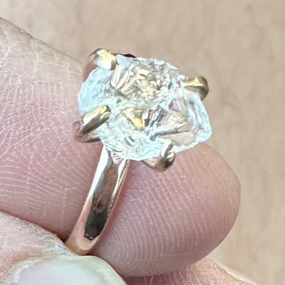 Raw Rose Gold Herkimer Diamond Ring/gorgeous Rough Uncut Herkimer ...