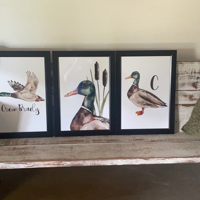 Personalized Watercolor Duck Set of 3 Wall Art Prints, Duck Nursery ...