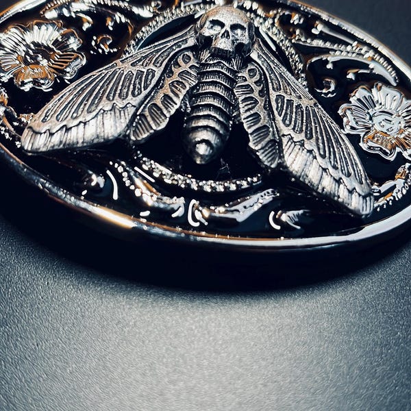 Large Dead Head Moth Belt Buckle - Metal Insect Death Goth Punk Retro ...