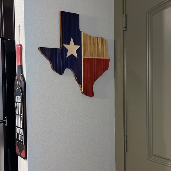 Carved Wooden Texas Shaped Flag - Etsy