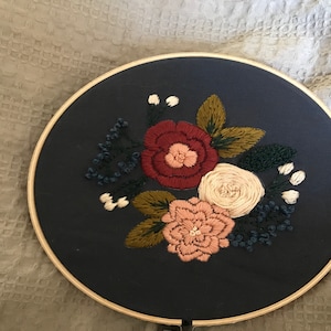 Embroidery Hoop Art, Floral Embroidery Pattern, Beginner Embroidery PDF ...