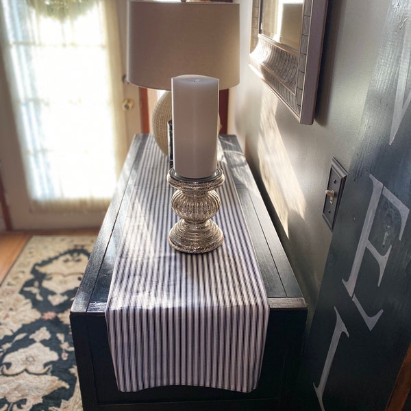Stripe Table Runner, Black Ticking Table Runner, Modern Farmhouse Table ...
