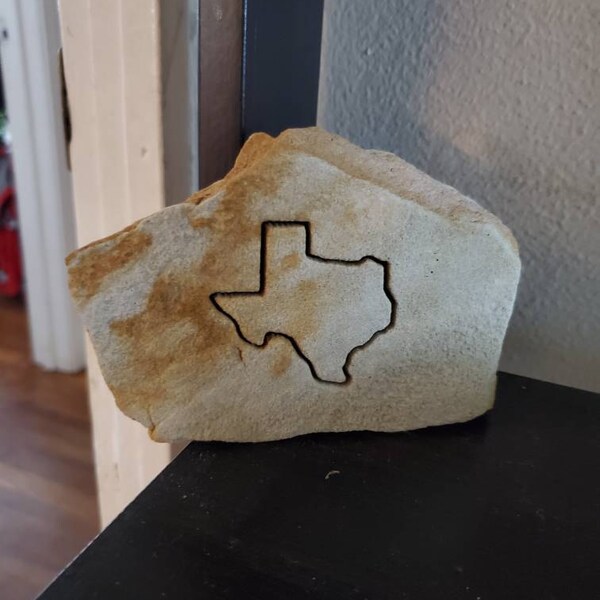 Tiny Texas Shape Engraved Flagstone, Stone, Succulent Garden, Ornament ...