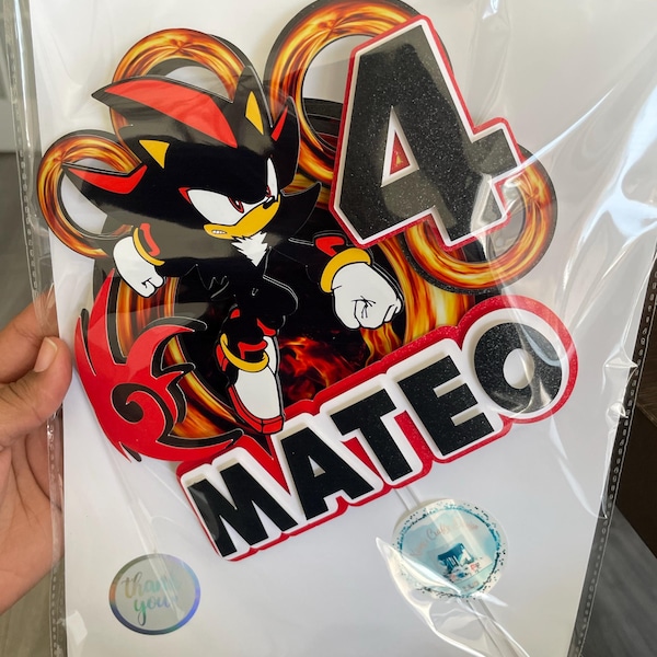 Shadow the Hedgehog Cake Topper: Birthday Party Decor - Etsy