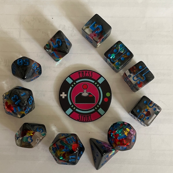 Retro Arcade Exclusive 11 Dice Set | Video Game Dice With Unique DND ...