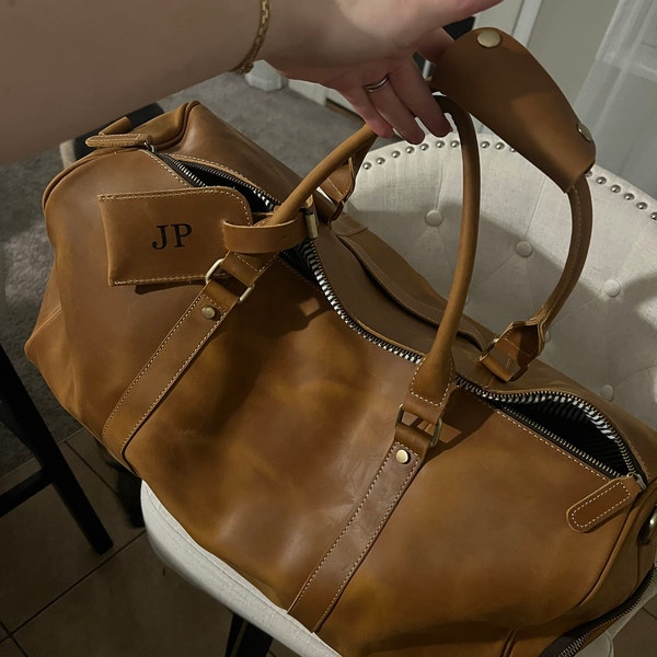 Personalisierte Ledertasche aus Leder: Reisegepäck mit Schuhfach ...