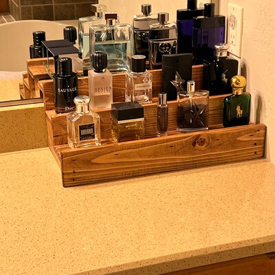 Reclaimed Wood Fragrance Display Shelf Bathroom Vanity Organization ...