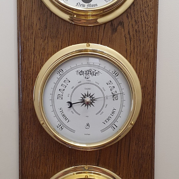 Tabic Solid Brass Barometer With Built in Hygrometer and Thermometer ...