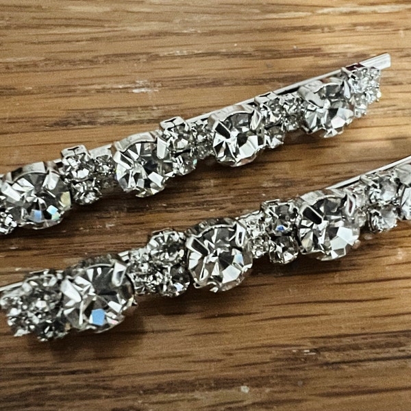 Set of 2 Crystal Bridal Bobby Pins, Silver Wedding Bobby Pins, Crystal ...