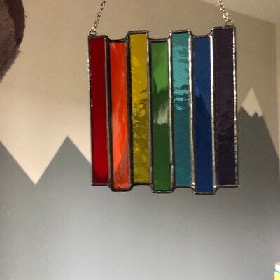 Rainbow Stripe Small Suncatcher - Etsy