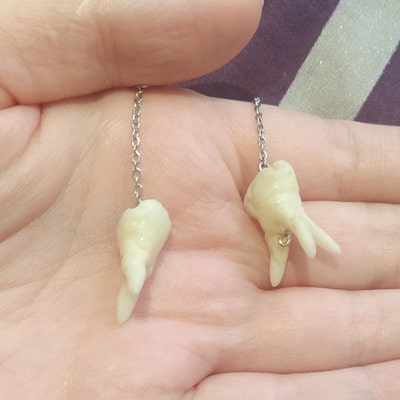 Gothic Teeth Earrings, Dangling Human Tooth, Handmade Molars, Oddities ...