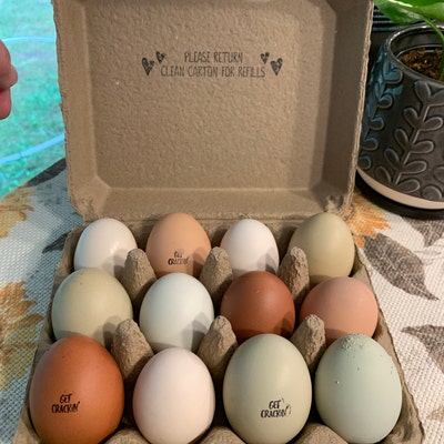 Egg Carton Stickers Funny Chicken Face Fresh Eggs Egg Carton Sticker ...