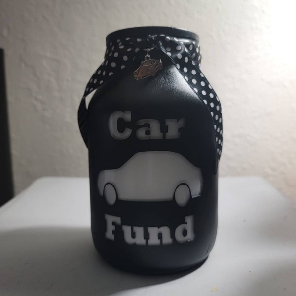 Car Fund Painted Mason Jar Bank, Car Fund, Car Fund Bank, Bank, Piggy ...