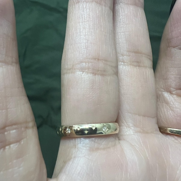 14k Solid Gold Band Ring Women Wedding Band Dainty Stacking Wedding ...