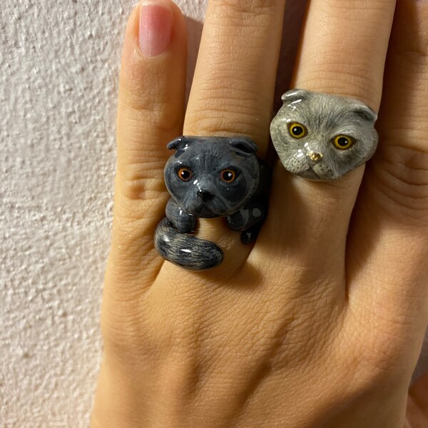3-piece Persian Cat Rings , Blue Point - Cat Ring- Animal Jewelry ...