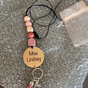 Boho Rainbow Daisy Beaded Teacher Lanyard, ID Badge Holder, Lanyard for ...