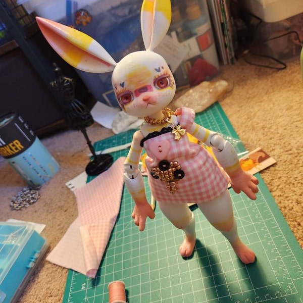 3D Printed PLA Plastic 30cm BJD, Furry Bunny Ball Jointed Doll, Pre ...