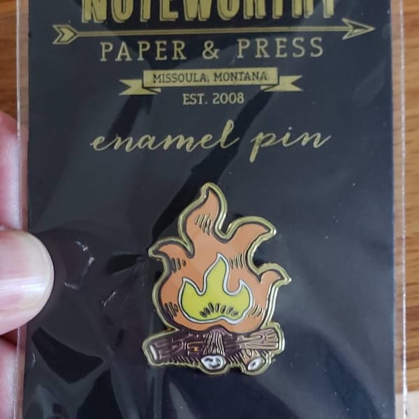 Campfire Enamel Pin, Camping Pin, Single Hard Enamel Pin With Butterfly ...