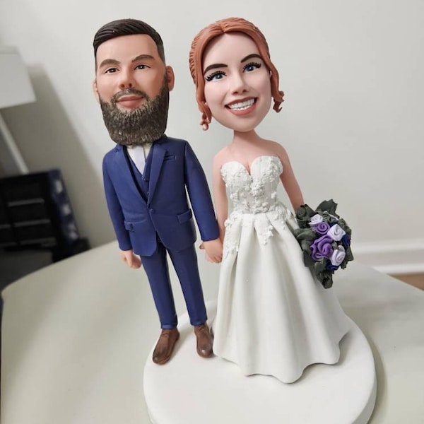 Handmade Custom Marry to Me Kiss Wedding Bobble Head Handmade Polymer ...