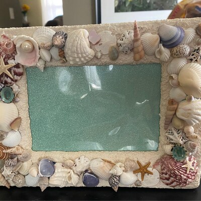 Medium Square Seashell Mirror Nautical Decor - Etsy