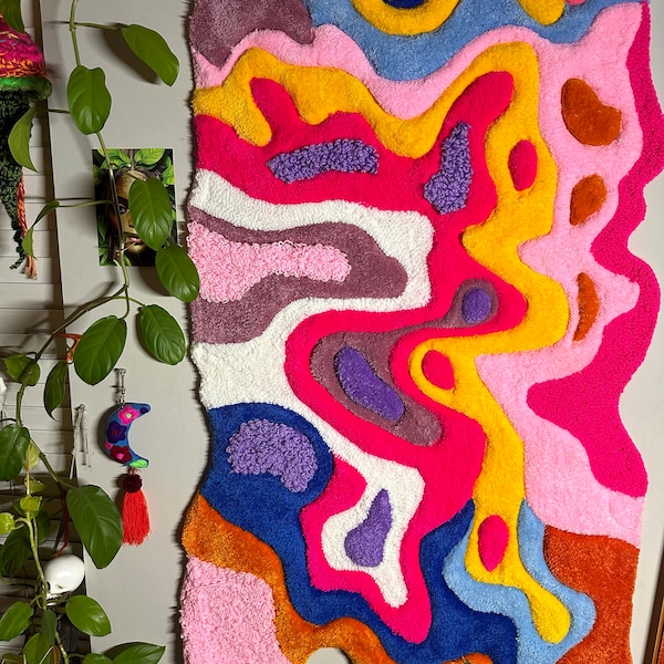 Irregular Multicolor Abstract 100% Hand Tufted Rug, Modern Art Unique ...