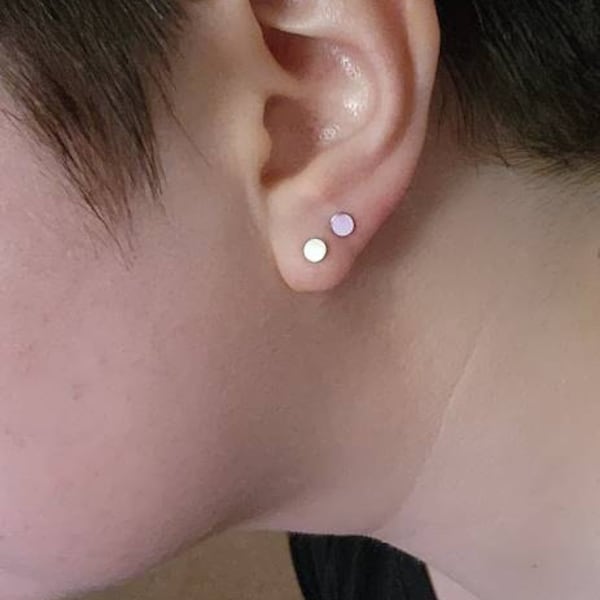 THREADLESS Tiny Disc Push Pin Flat Back 16G/18G/20G Labret Stud,implant ...