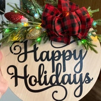 Winter Front Door Hanger Merry Christmas Welcome Sign Wooden - Etsy