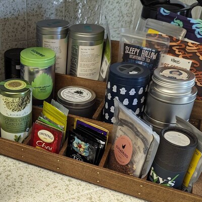 Made to Order Dark Tea Tin Rack Organizer for Loose Tea Tins. Hold 8 ...