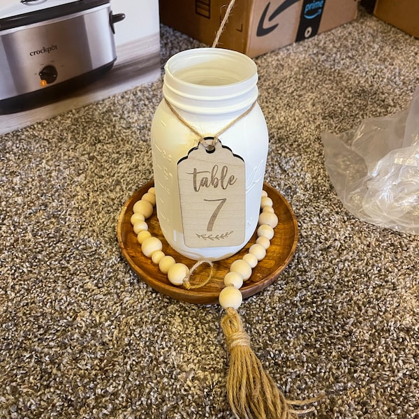 Rustic Wooden Table Number Tag // Farmhouse Style // Wedding Table ...