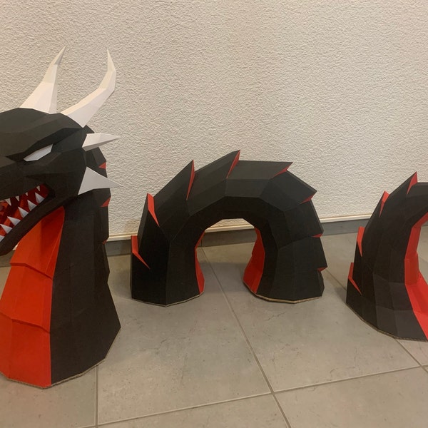 Water Dragon Papercraft - 3 Sizes - Sea Serpent Sculpture, Low Poly ...