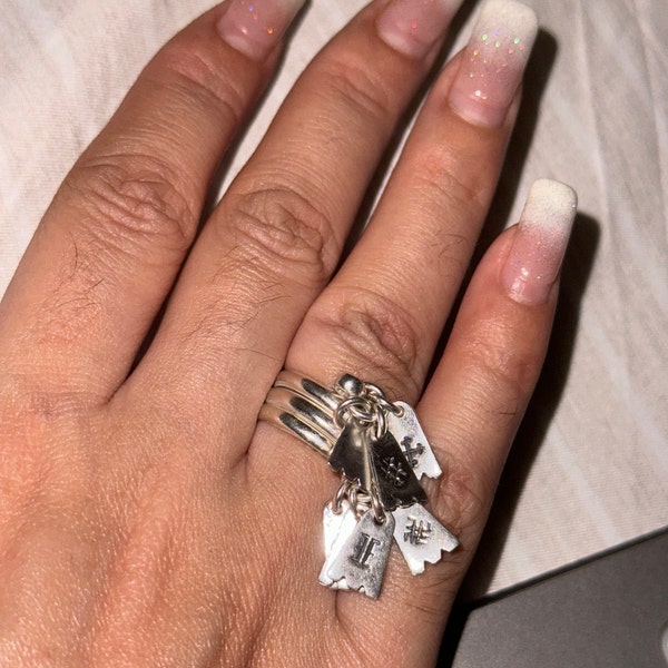 Dangling Ring With Charms, Yellow 14K Gold Plated Sterling Silver ...