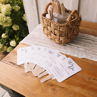 We Do Wedding Program Fans Navy and White Wooden Sticks Included Navy ...